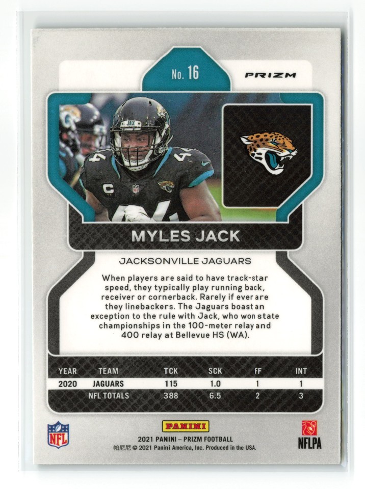 MYLES JACK #16 2021 PANINI PRIZM JAGUARS GREEN | eBay