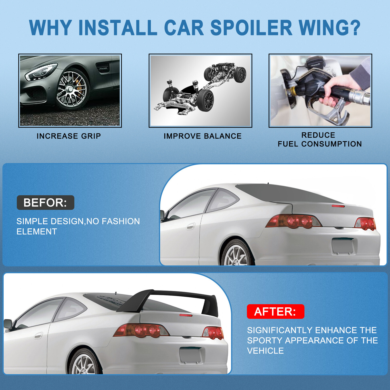 Trunk Rear Spoiler Wing Fit For 2002-2006 Acura RSX DC5 Type R TR T-R ...