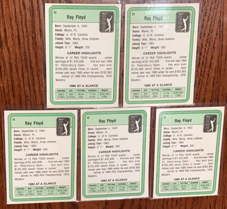 LOT OF 5 1981 DONRUSS RAY FLOYD GOLF CARDS-MAR128 | eBay