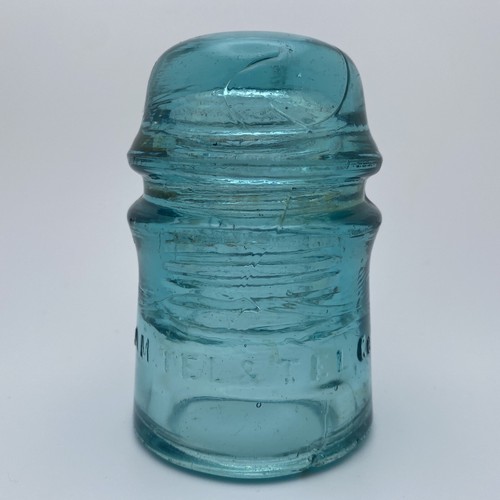 VINTAGE AMTEL & TEL CO BLUE GREEN AQUA GLASS INSULATOR | eBay