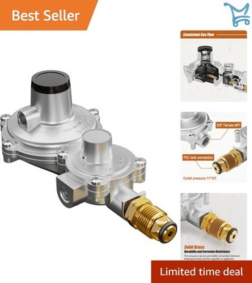 2 Stage Propane Regulator with POL for RVs Trailers Campers 100lb Tank ...