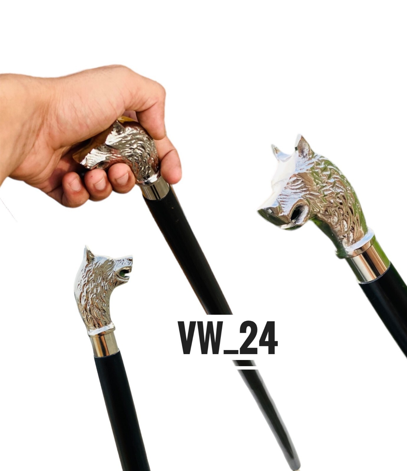 Antique Brass Walking Cane Vintage Brass wolf Handle … - Gem