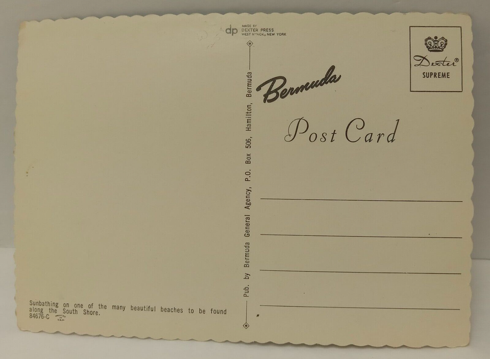 Sunbathing Swimsuit South Shore Bermuda Postcard Fashion Tourism 60s ...