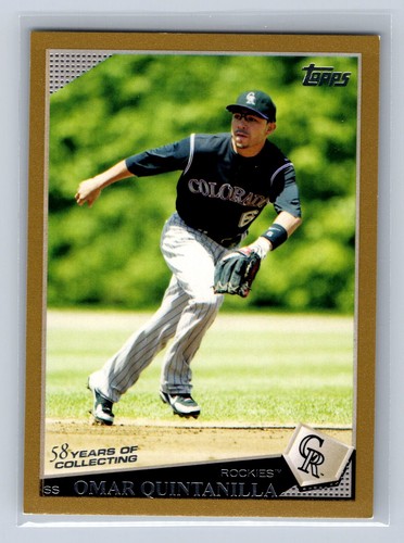 2009 Topps Updates & Highlights #UH58 Omar Quintanilla Gold Border ...