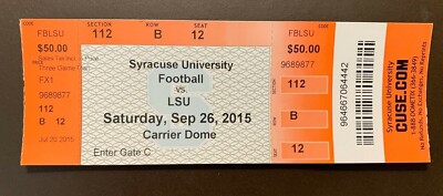 LSU Tigers 2015 NCAA football ticket stub vs Syracuse - Carrier Dome | eBay