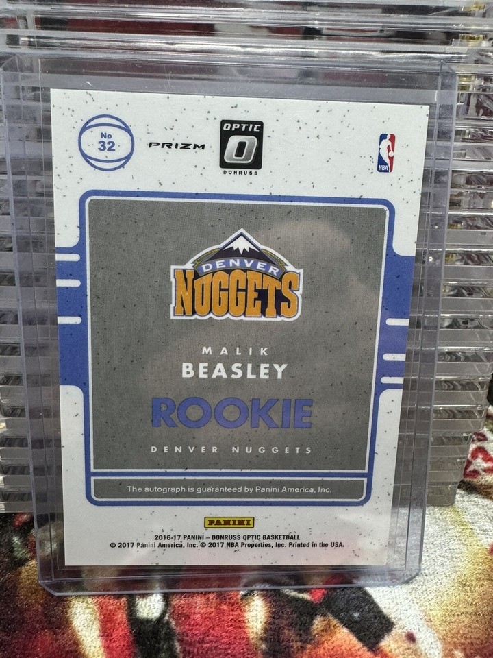 2016 Panini Donruss Optic Signatures Purple Prizm Malik Beasley Rookie ...