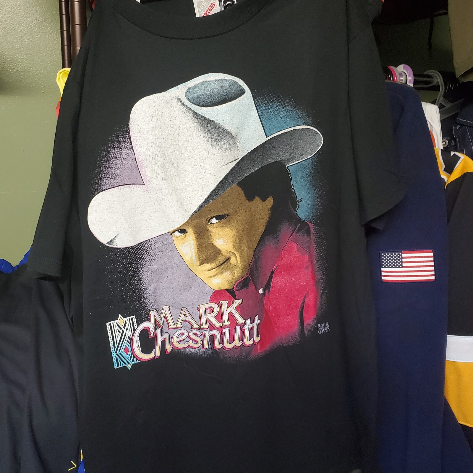 Vintage 1993 Mark Chesnutt Double Sided Graphic Rap T… - Gem