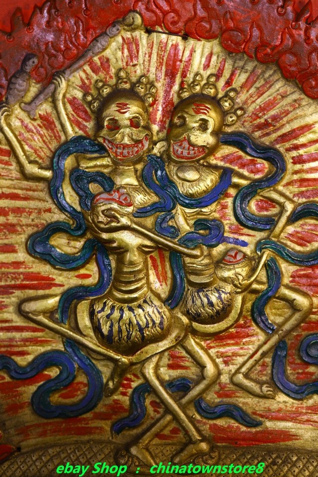 25''Old Tibet Bodhi Gilt Painting Skeleton People Perosn Man Tangka ...