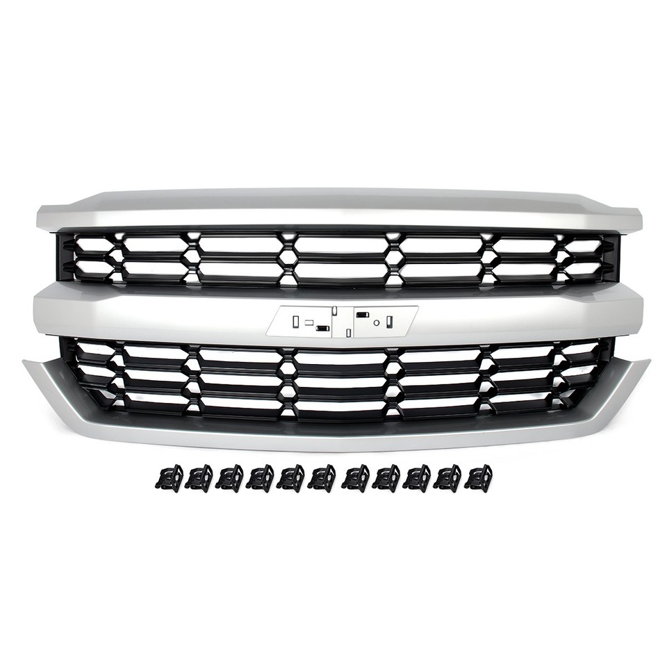Fit Chevrolet Silverado 1500 16-18 Front Grille Bumper Cover Silver Ice ...