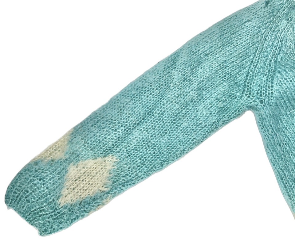 VTG 1950s DIAMOND MOHAIR SWEATER COBAIN SHAG FUZZY WOOL GRUNGE ...