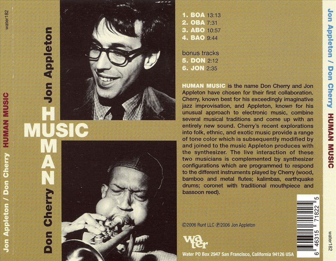 JON APPLETON/DON CHERRY HUMAN MUSIC NEW CD 4526180429418 | eBay