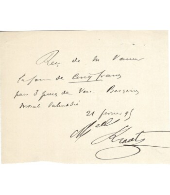 VERLAINE. KRANTZ Eugénie. Billet signé par Mlle Krantz à l'éditeur Léon ...