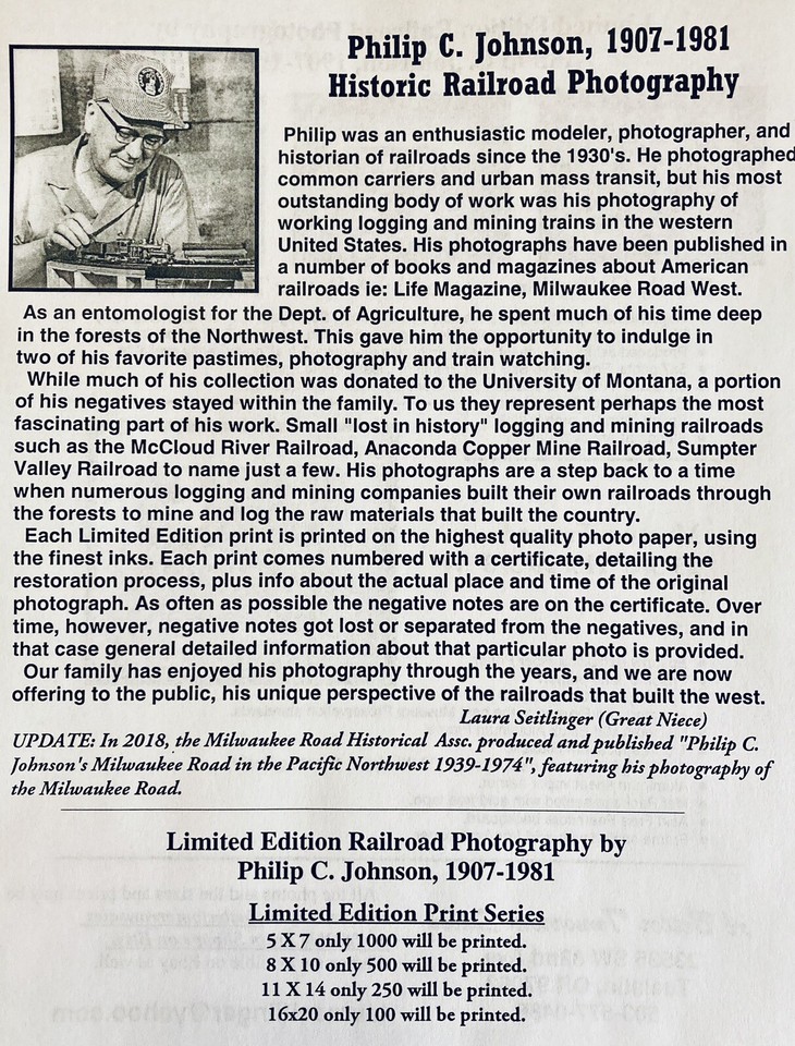 Milwaukee Road GE U36 #8500 at Bonner, MT-5x7” Hi Res Philip C. Johnson ...