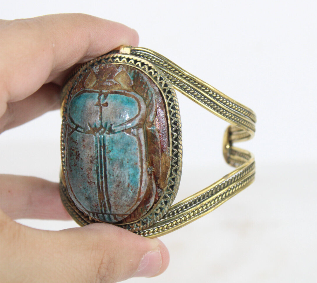 RARE ANCIENT EGYPTIAN ANTIQUE Bracelet Scarab Old Egyptian Pharaonic ...