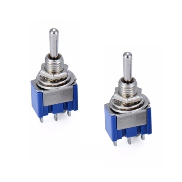 2x Mini Toggle Switches Metal Round Tip Head Swing 3-Pin SPDT Silver 1/ ...
