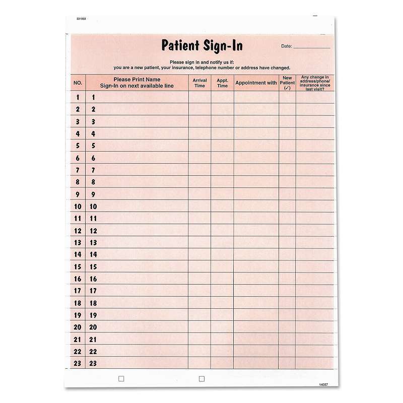 Tabbies Patient Sign-In Label Forms, 8 1/2 x 11 5/8, 125 Sheets/Pack ...