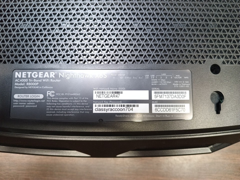 NETGEAR R8000P Nighthawk 1000 Mbps 4 Port Tri-Band WiFi Router ...