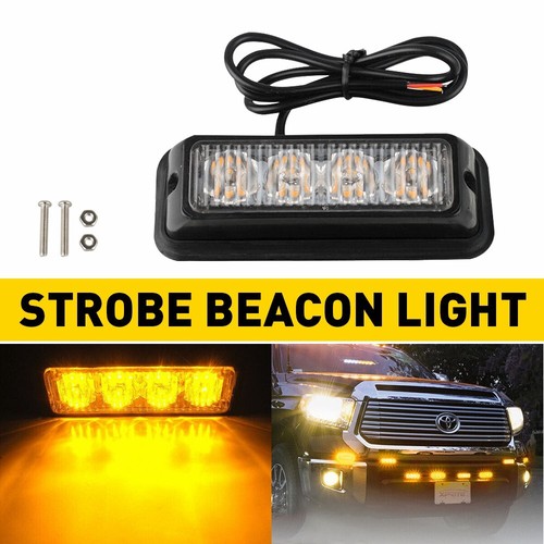 1 x Amber 4 LED Truck Car ATV Urgency Beacon Warning Hazard Flash ...