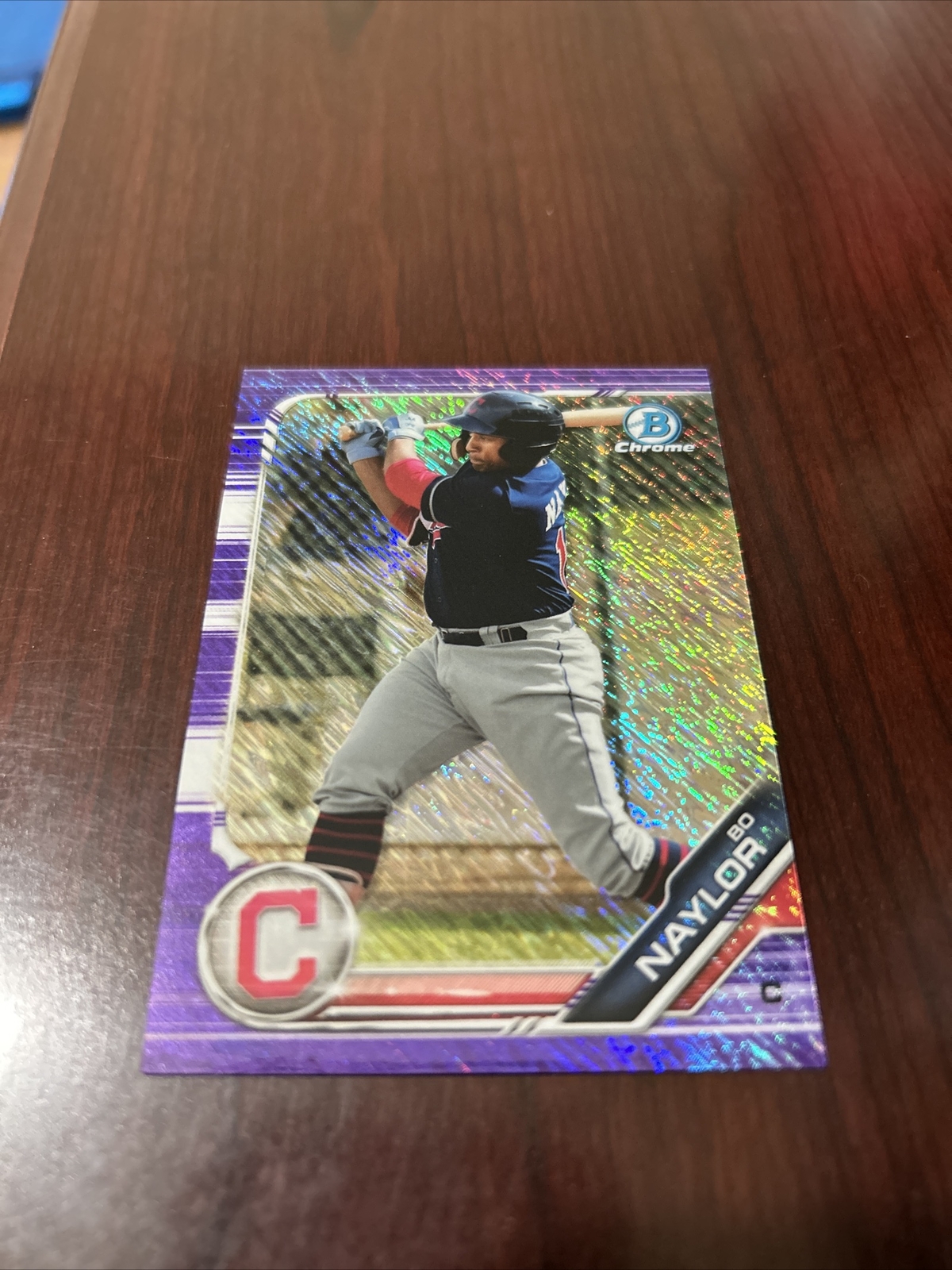 2019 Bowman Chrome Prospects #BCP-194 Bo Naylor Indians Purple Shimmer ...