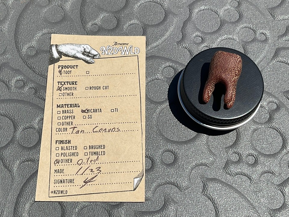 N2DWLD Tan Micarta 3-Root Toof Bead Everyday Carry EDC Zipper Pull ...