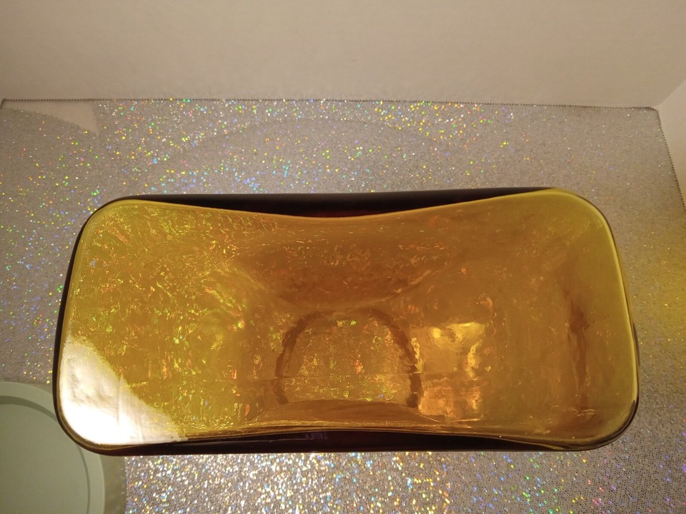 Vintage 60s Blenko Art Glass Double Spout Pitcher Topaz Amber Mid ...