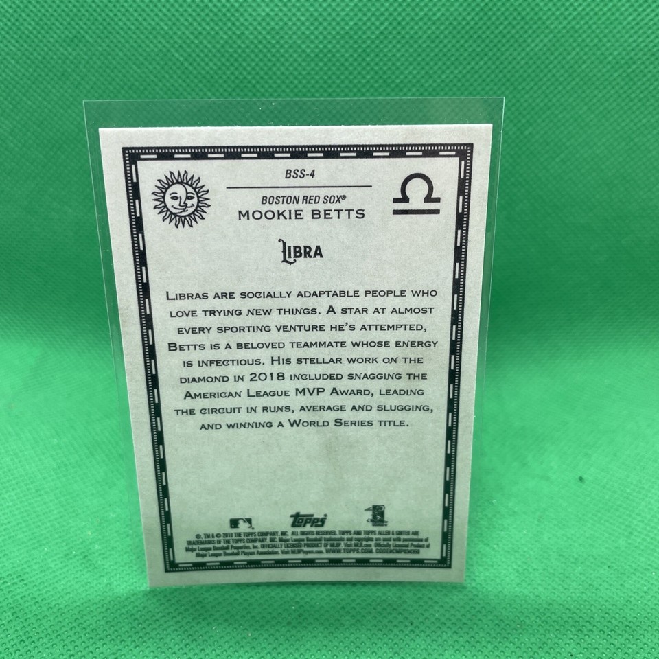 2019 Topps Allen and Ginter Baseball Star Signs #BSS-4 Mookie Betts ...