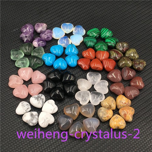 50pcs Natural mix quartz mini heart Carved Quartz Crystal Reiki Healing ...