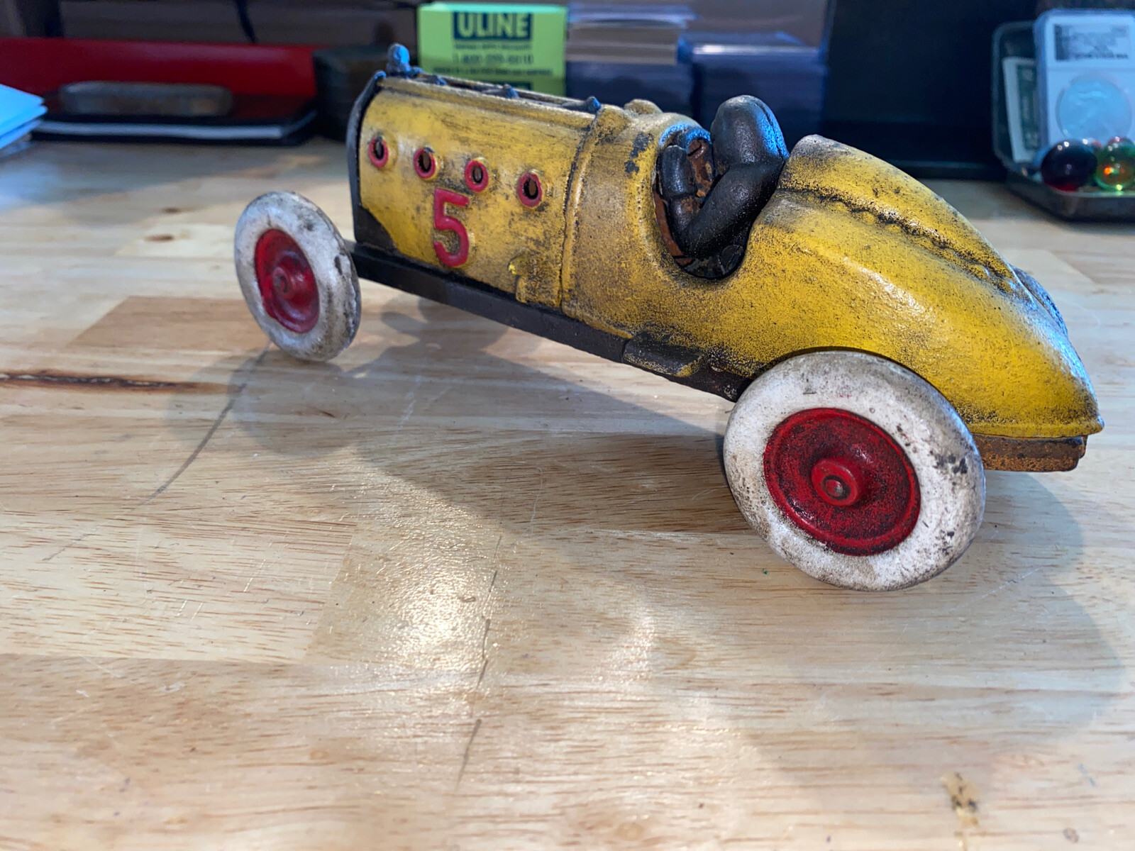 Cast Iron Race Car Toy Patina Oil Gas NASCAR HOTROD Collector Racing ...