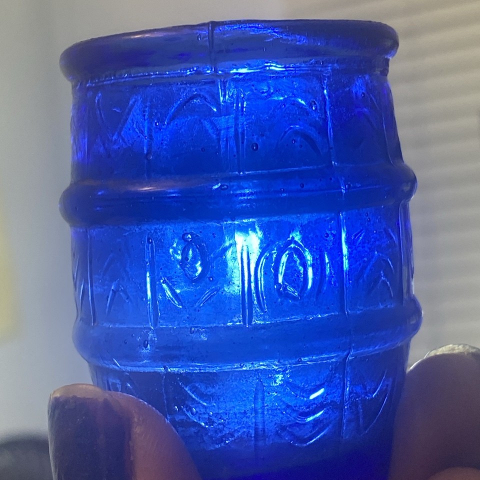 Retro Cobalt Blue Glass Small Barrel Toothpick Holder Shot Glass | eBay