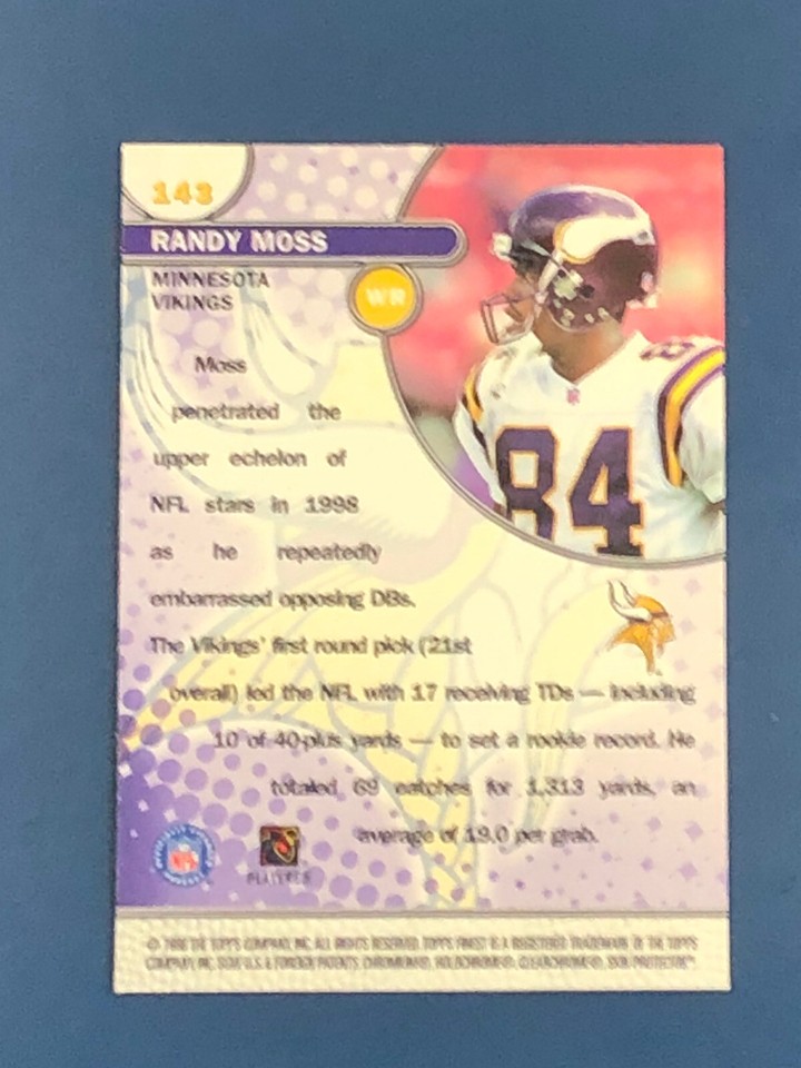 1999 Topps Finest Sensations Randy Moss #143 NM-MT w/Coating HOF ...