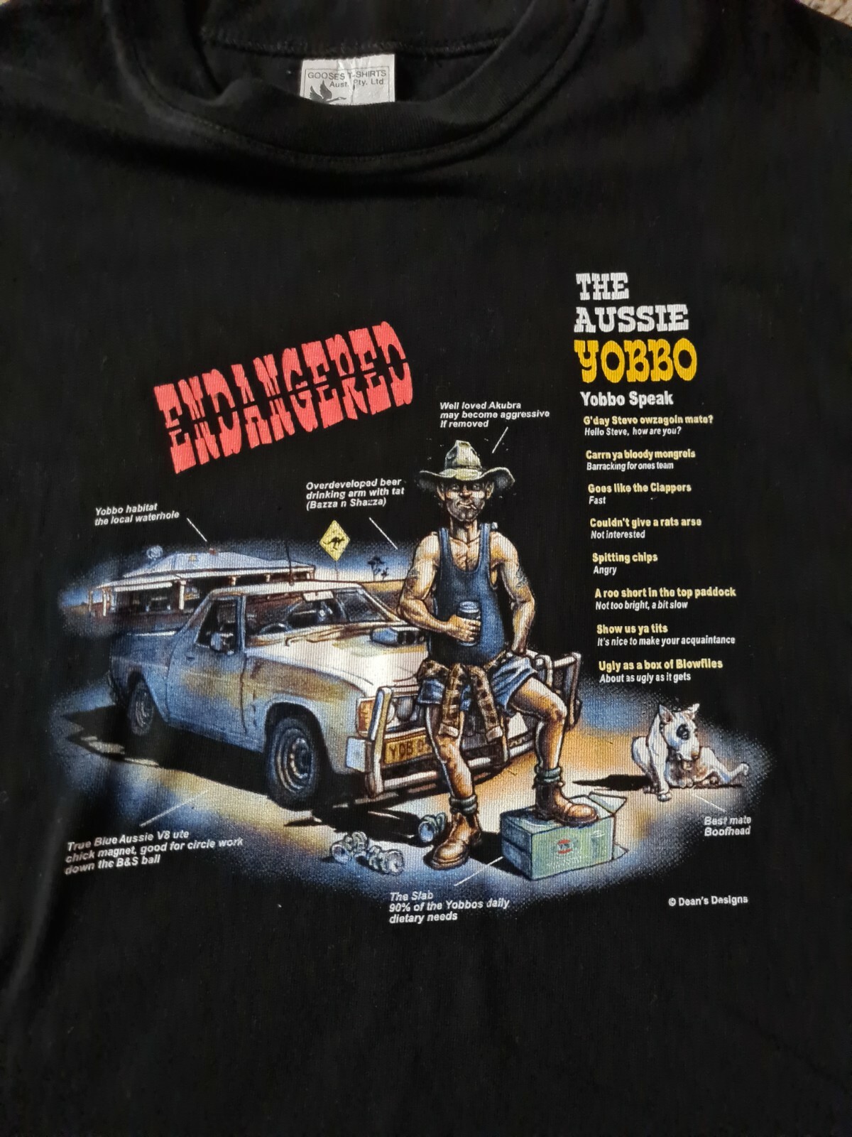 Endangered The Aussie Yobbo Australia Funny T-Shirt Mens Small Gooses ...