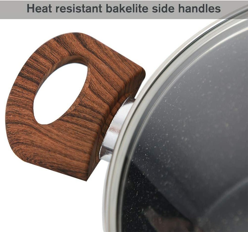 15 Pieces Induction Pots and Pans Set Nonstick Granite Stone Coated ...