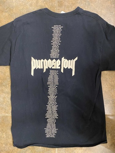 Justin Bieber Size L Purpose World Tour 2016 T-Shirt black Graphic Tee ...