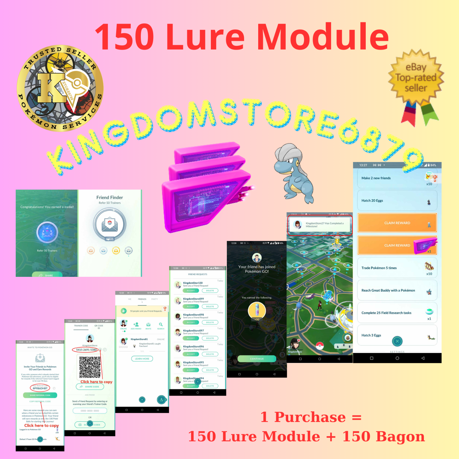 Pokémon Go- 150 LURE MODULE- Friend Finder Medal - COMPLETED WITHIN ...