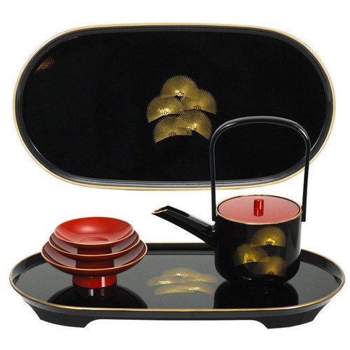 Japanese Lacquer Sake Set Pine TOSOKI San San Kudo Wedding Ceremony ...