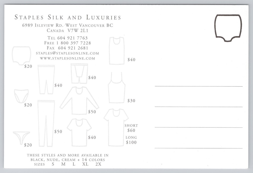 Vancouver BC Canada, Staples Silk & Luxuries Advertising, Vintage ...