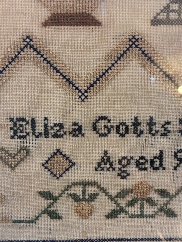 Sweet 19th Century Sampler with epitaph by Eliza Gotts Age 9 years | eBay