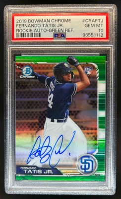 2019 Bowman Chrome Fernando Tatis Jr. Rookie Auto RC Green Refractor ...