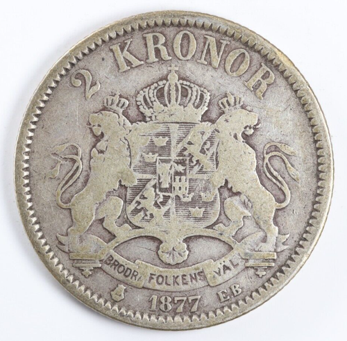 Sweden 1877 2 Kronor Coin | eBay