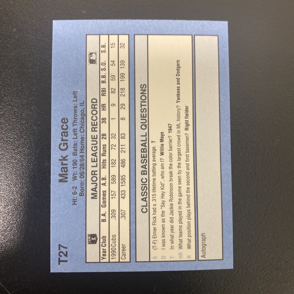 1991 Classic I #T27 Mark Grace Chicago Cubs | eBay