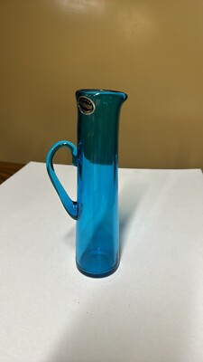 Magnor Glass Norway Turquoise Blue pitcher uranium glow 7.75” tall | eBay