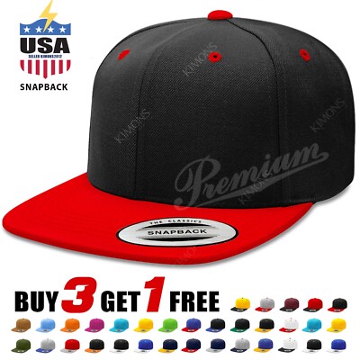 Snapback Hat Trucker Flat Baseball Cap Solid Plain Blank Men Hip Hop ...