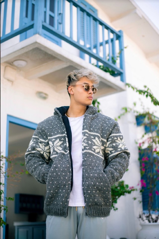 Warm Hippie Jacket Double Knitted Thick Wool Fleece Lined Hoodie Coat ...