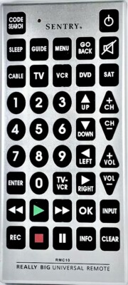 Genuine Sentry (RMC-10) REALLY BIG Universal Remote Control Size 11” X ...