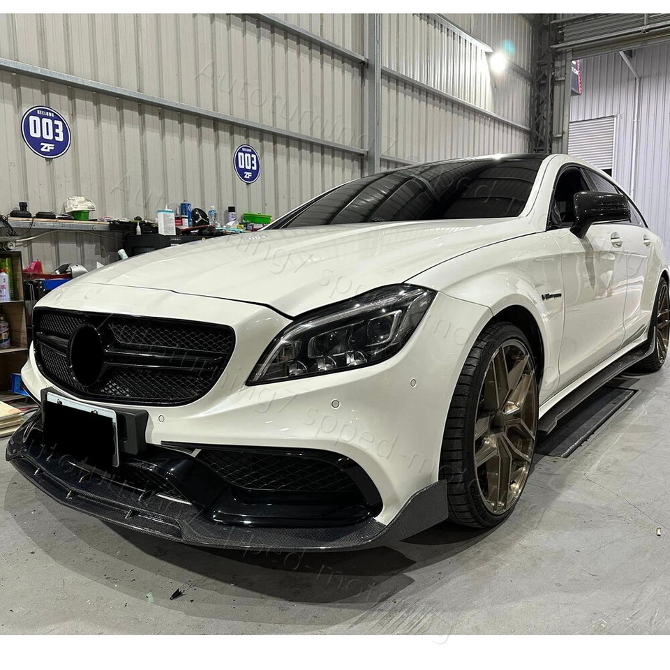 Fit For Benz W218 CLS63 2015-2017 REAL Carbon Fiber Front Bumper Lip ...