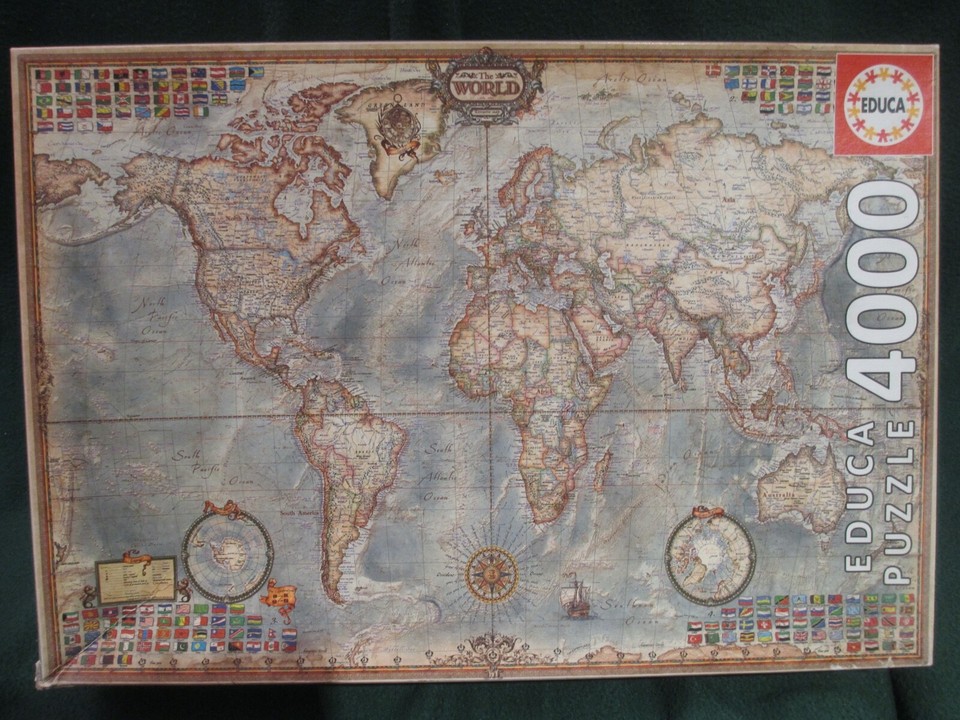 4000 Piece Jigsaw Puzzle - Educa World Map Atlas Used, Complete | eBay