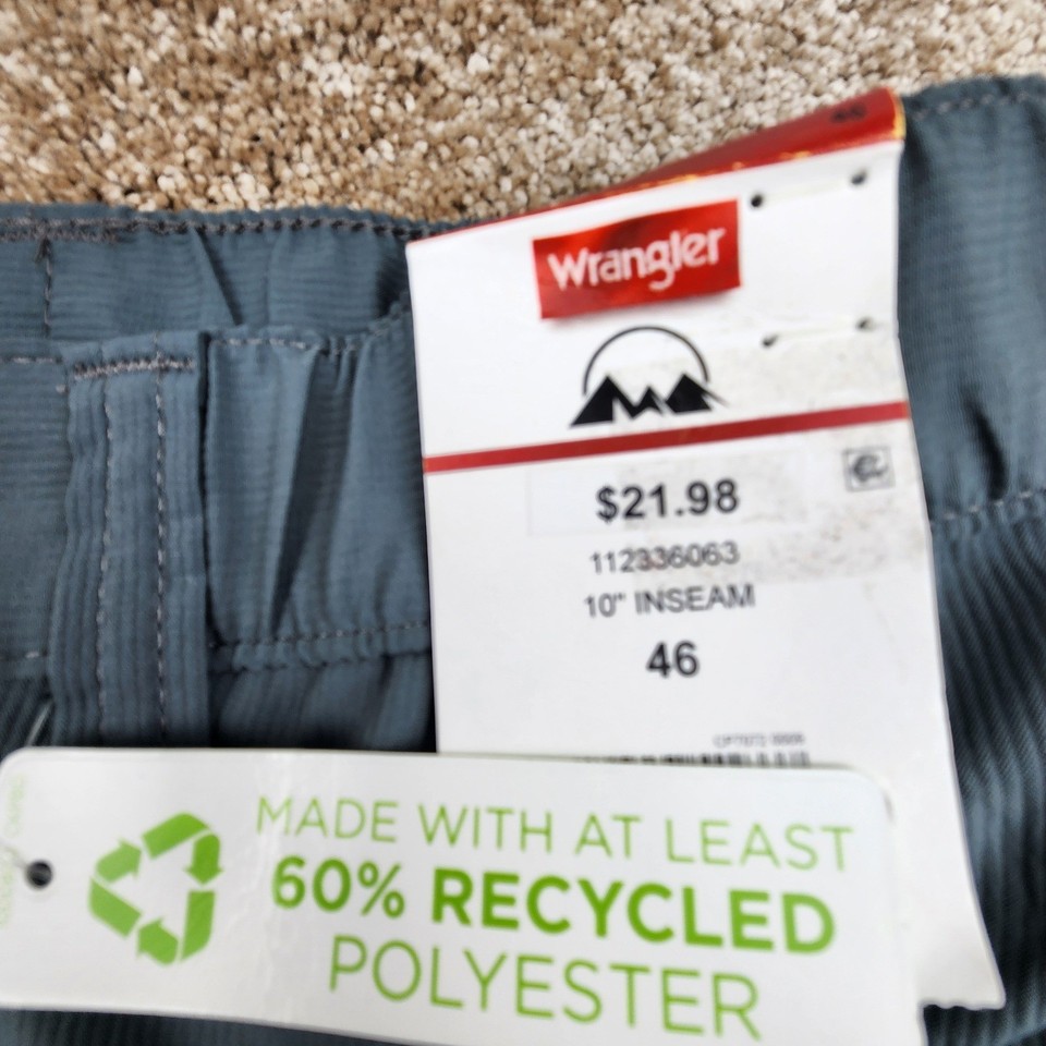 Wrangler Mens Performance Relaxed Fit Shorts Size 46 Gray Recycled Tech ...