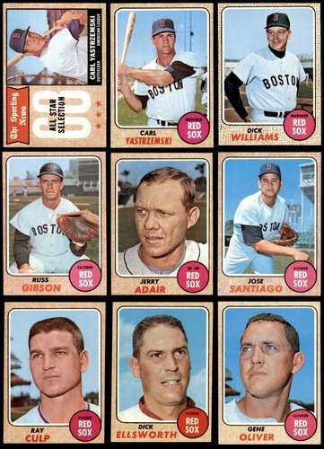 1968 Topps Red Sox Team Set Includes the 1967 World Series Cards 7 - NM ...