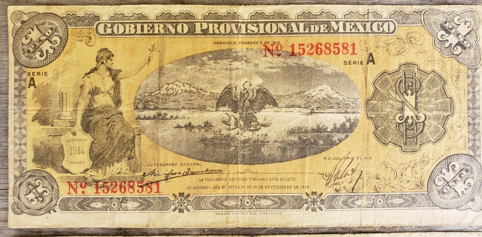 Lot of 4 Mexico 1914 Bank Notes Goblerno Provisional de Mexico 1,2, 10 ...