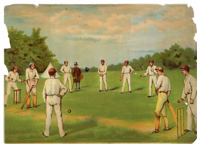 Victorian Cricket Game Lithographic Print | eBay